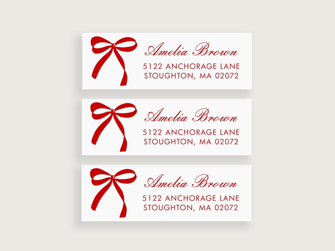 Red Bow Address Labels Custom | Coquette Return Address Stickers ...
