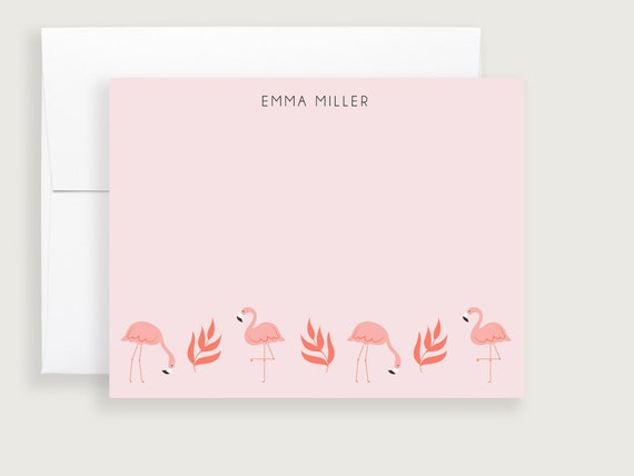 Flamingo Note Cards Flamingo Stationary Personalized - Etsy