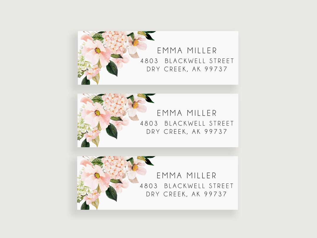 Floral Address Labels, Watercolor Address Labels With Flowers, Blush ...