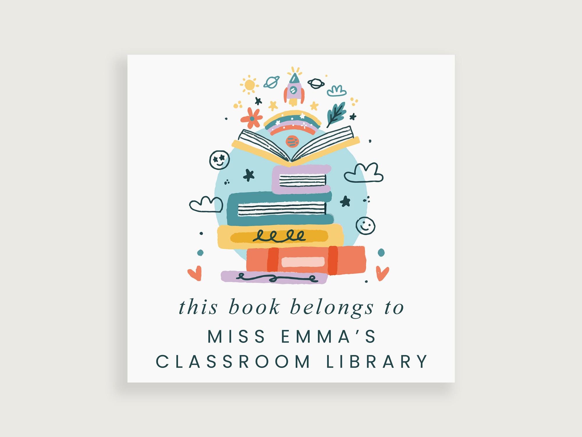 Custom Classroom Library Stickers, Personalized Teacher Bookplates for ...