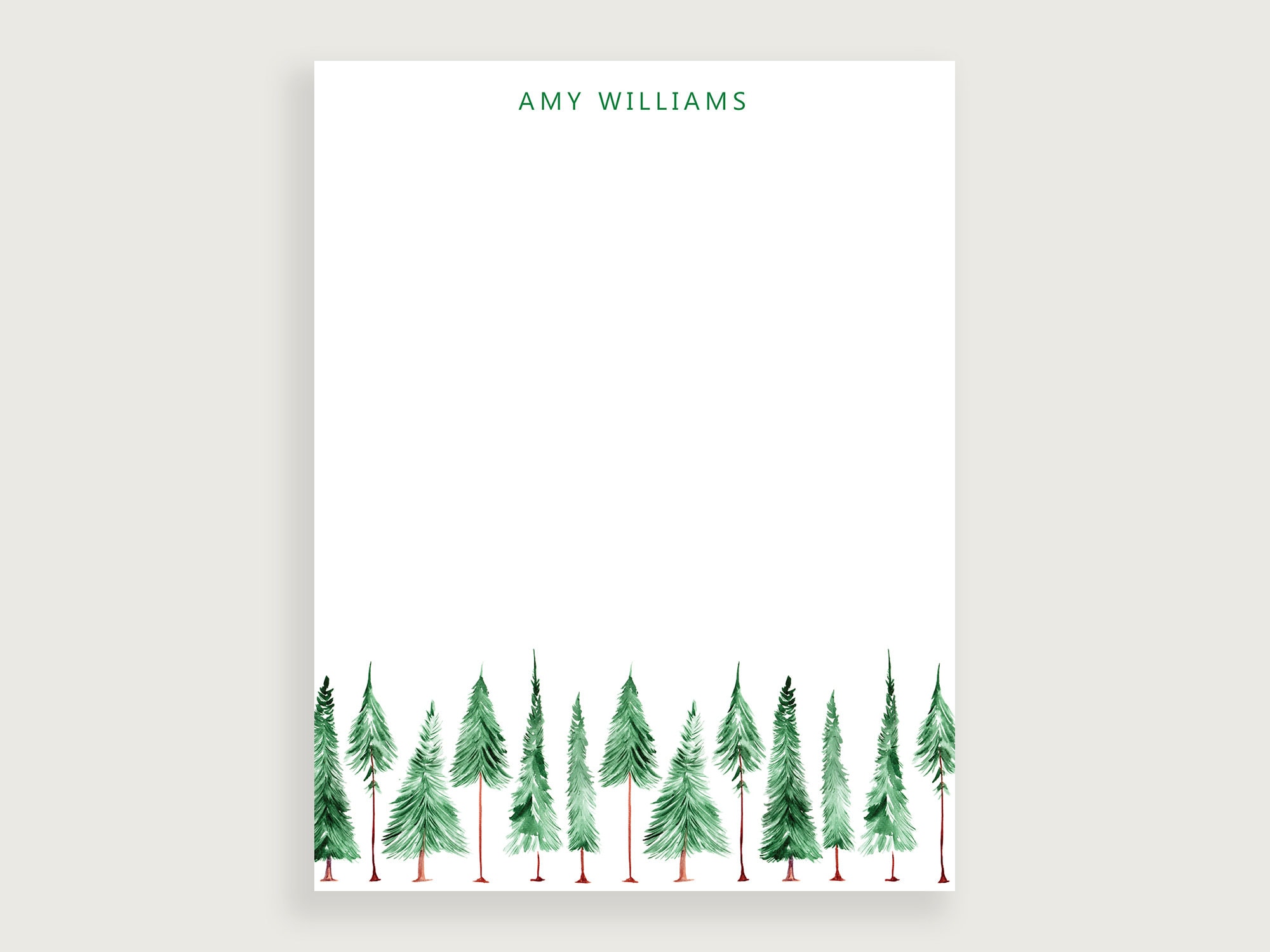 Forest Stationery Pine Tree Note Cards Watercolor Trees | Etsy