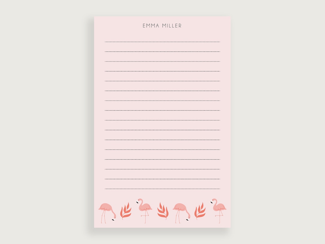 Flamingo Notepad, Pink Notepad, Personalized Letter Writing Stationary ...