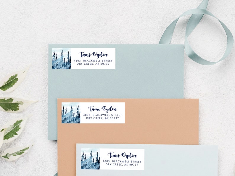 Navy Return Address Labels Pine Tree Address Labels Trees | Etsy