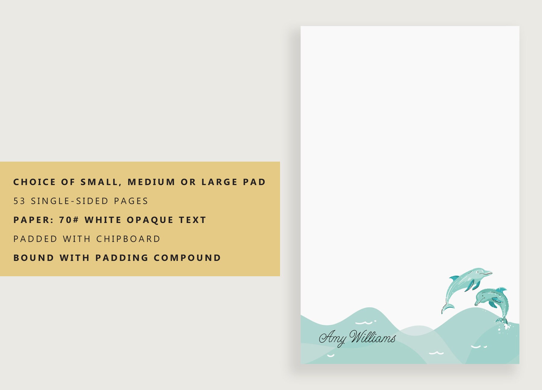 Dolphins Notepad, Dolphin Stationery, Personalized Beach Notepads ...