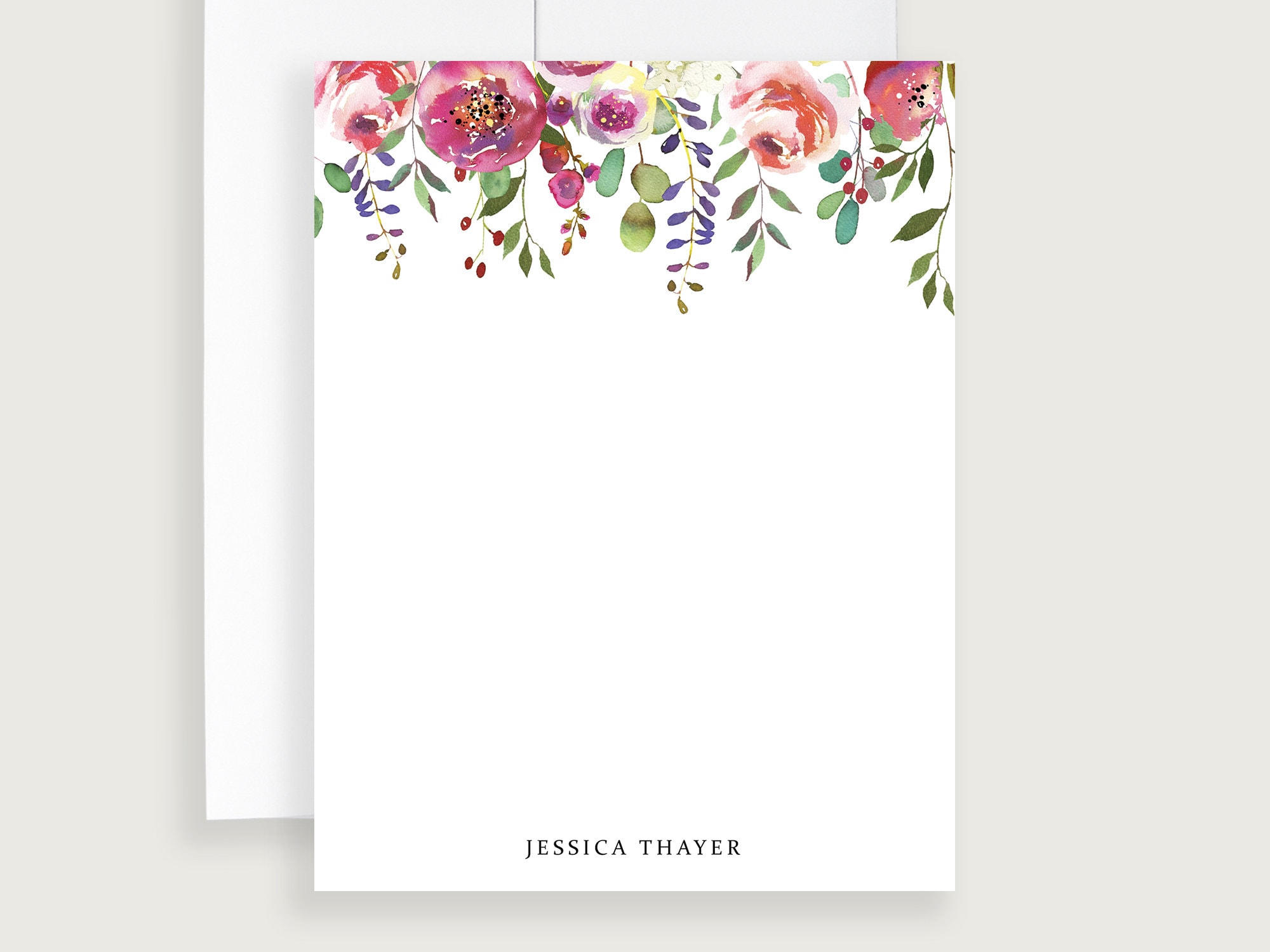Personalized Note Cards, Floral Note Cards, Floral Stationary Set ...