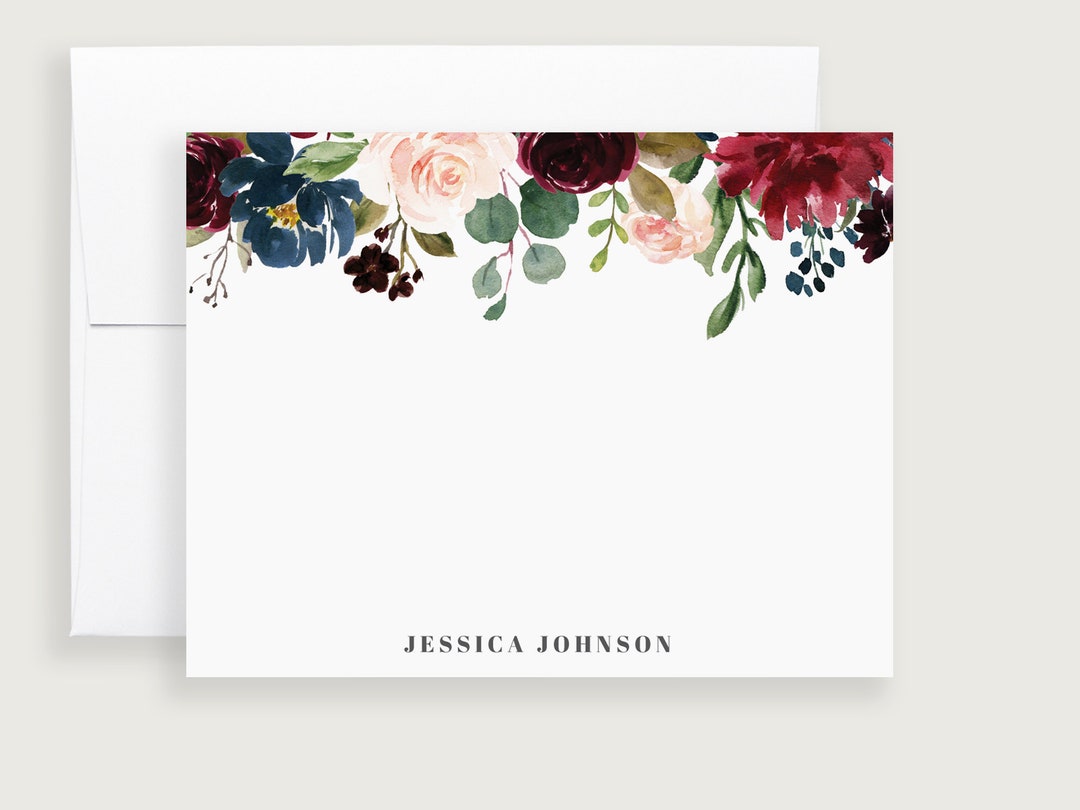 Floral Note Cards Floral Stationary Set Pretty Notecards - Etsy