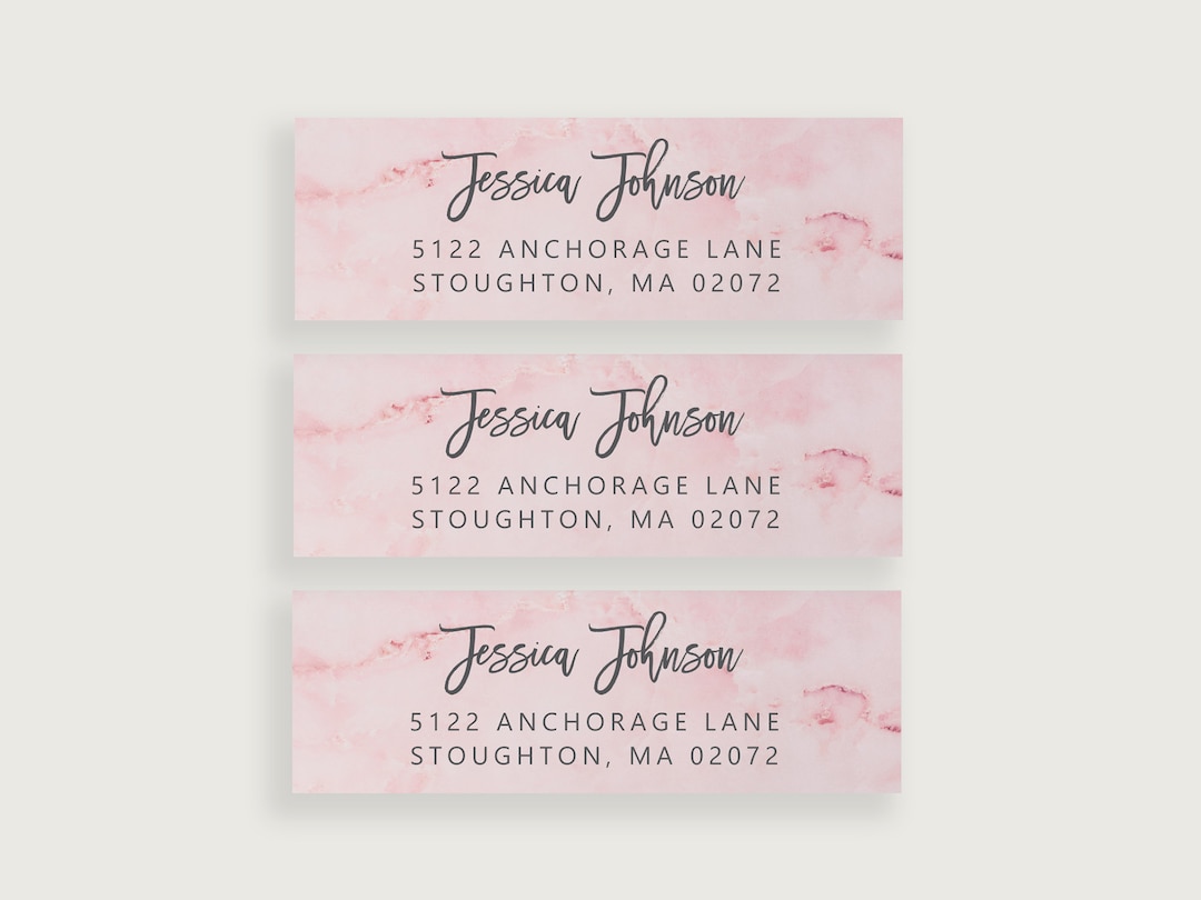 Pink Marble Labels, Personalized Pink Address Labels Stickers, Design ...