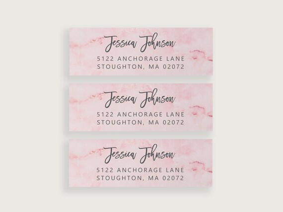 Pink Marble Labels Personalized Pink Address Labels Stickers | Etsy