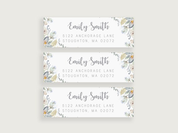 Grey Address Label Greenery Personalized Address Labels With - Etsy