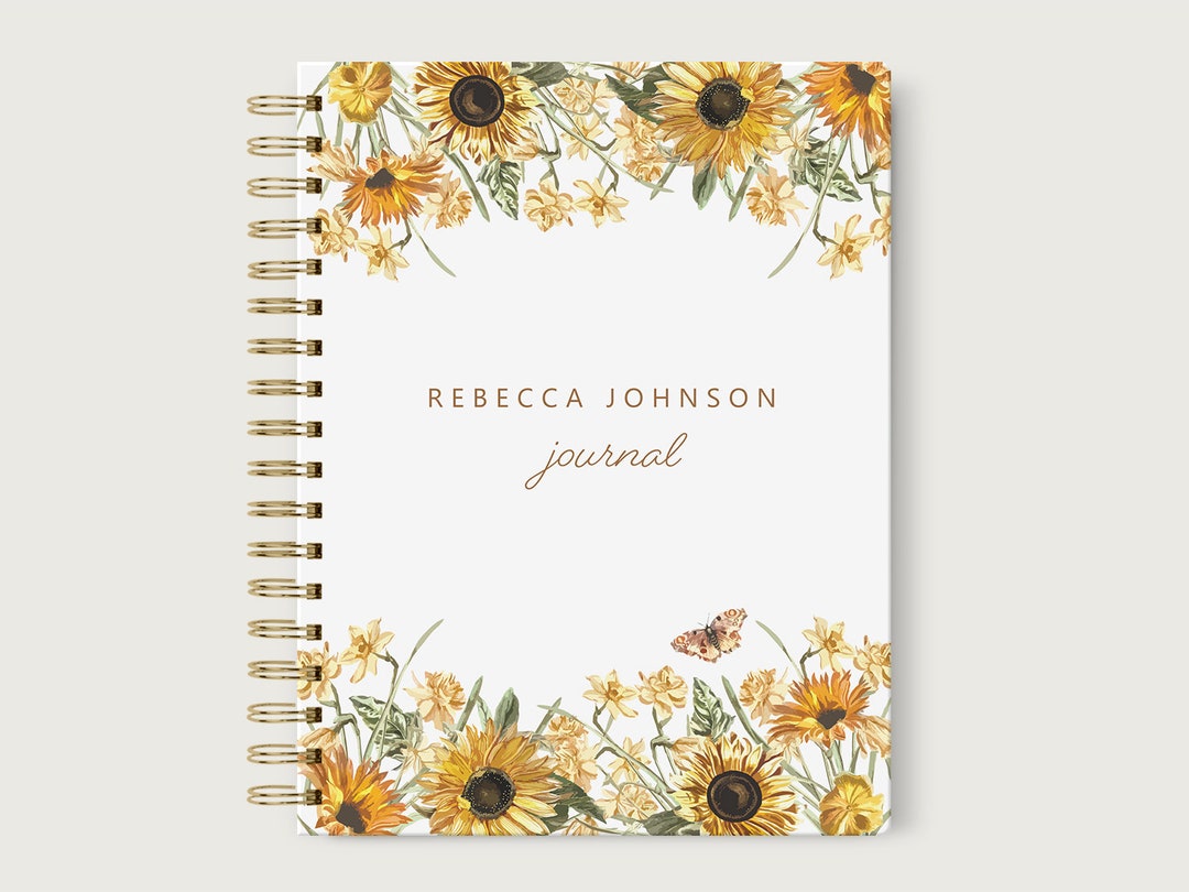 Sunflower Notebook, Sunflower Book Cover, Sunflower Journal, Lined ...