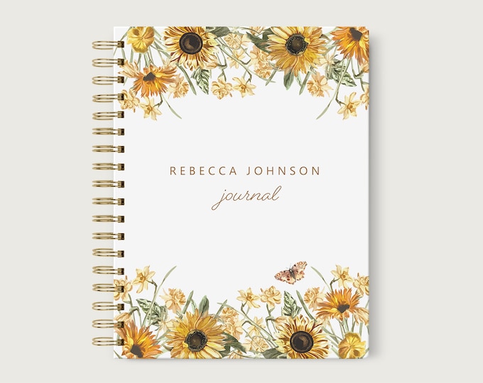 Sunflower Notebook, Sunflower Book Cover, Sunflower Journal, Lined ...