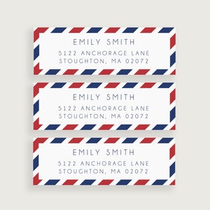 Airmail Return Address Stickers, Address Labels Masculine, Address ...