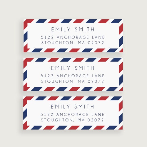 Airmail Return Address Stickers Address Labels Masculine - Etsy