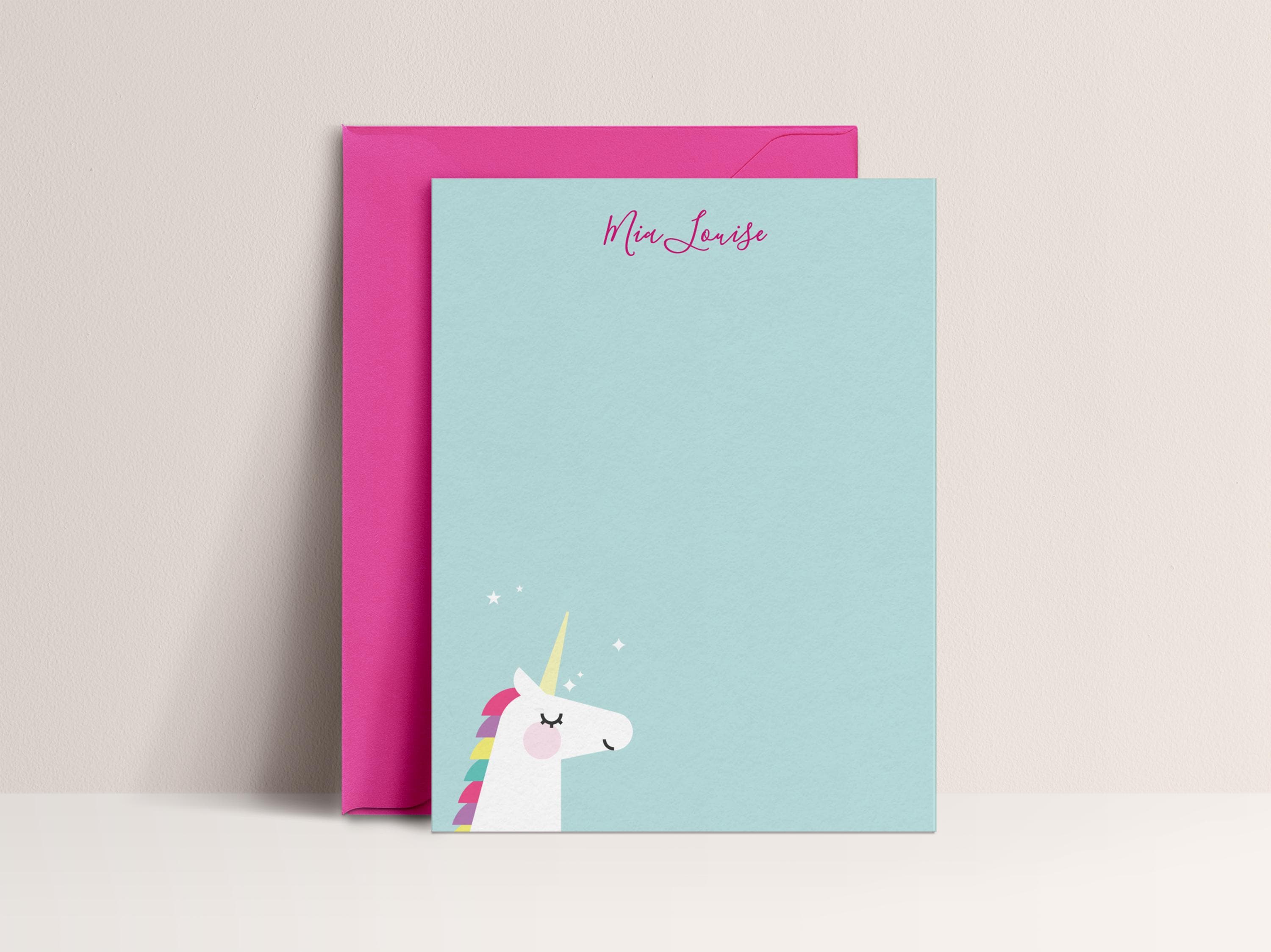 Unicorn Stationery Cards, Unicorn Note Cards, Stationery Set for Kids ...