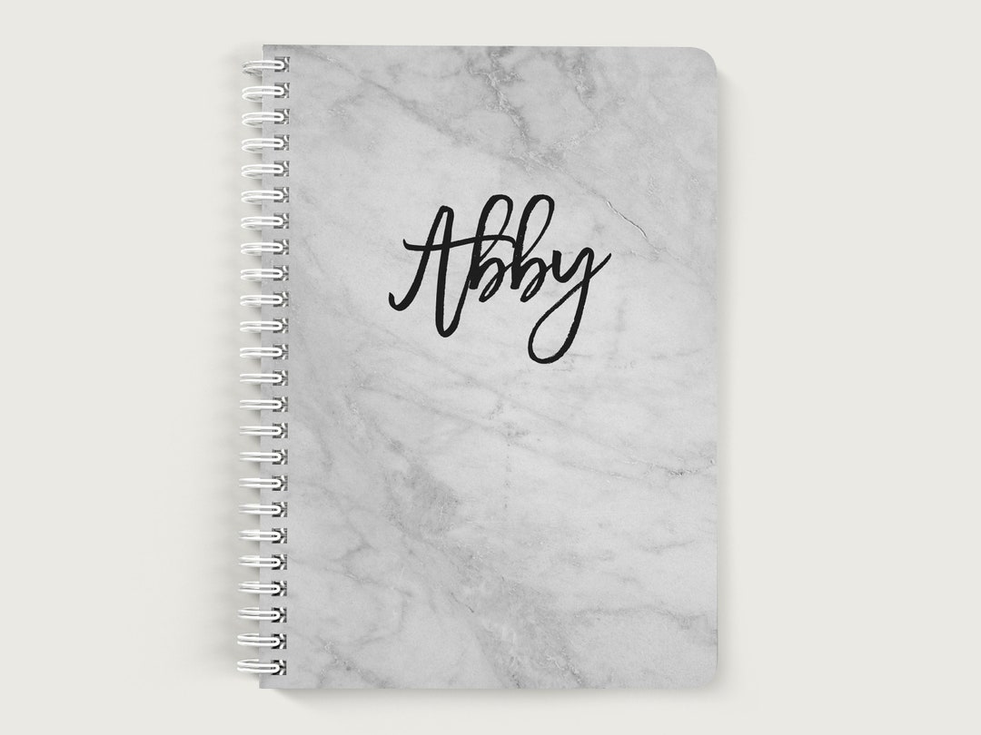 Grey Marble Notebook Spiral, Personalized Notebook for Women, Notebook ...