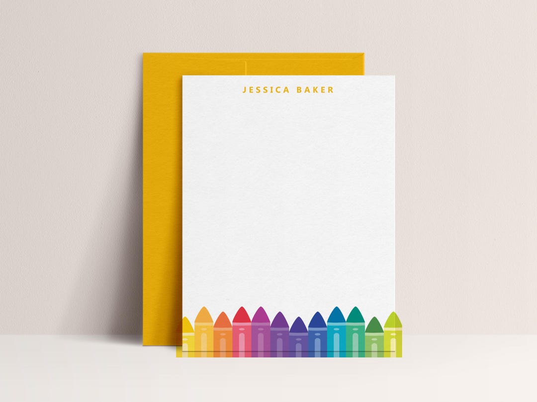 Personalized Note Cards Kids, Crayon Stationery Note Cards, Kids ...