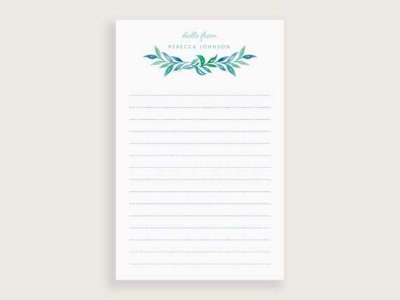 Leaves Notepad Watercolor Floral Notepad Pretty Notepad - Etsy