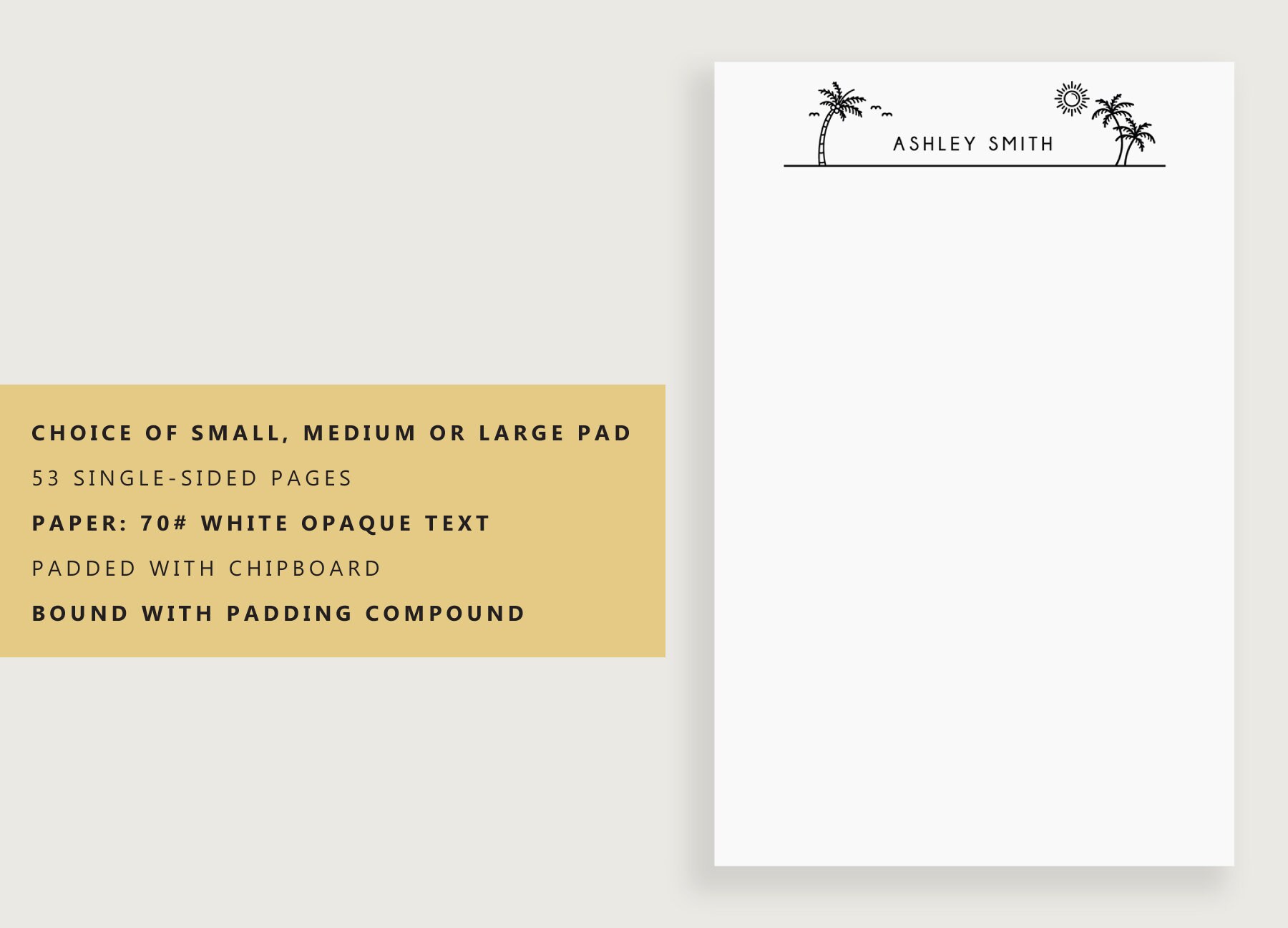 Personalized Notepad Palm Tree Notepad Tropical Stationery | Etsy