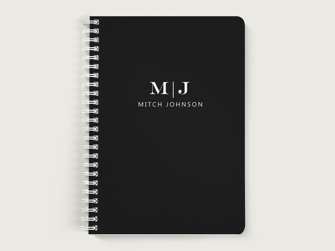 Personalized Notebook for Men, Black Journal No Lines, Custom Journal ...