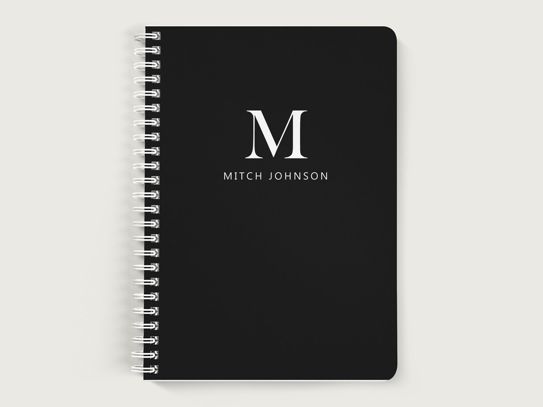 Personalized Notebook for Men, Black Journal No Lines, Initial Notebook ...