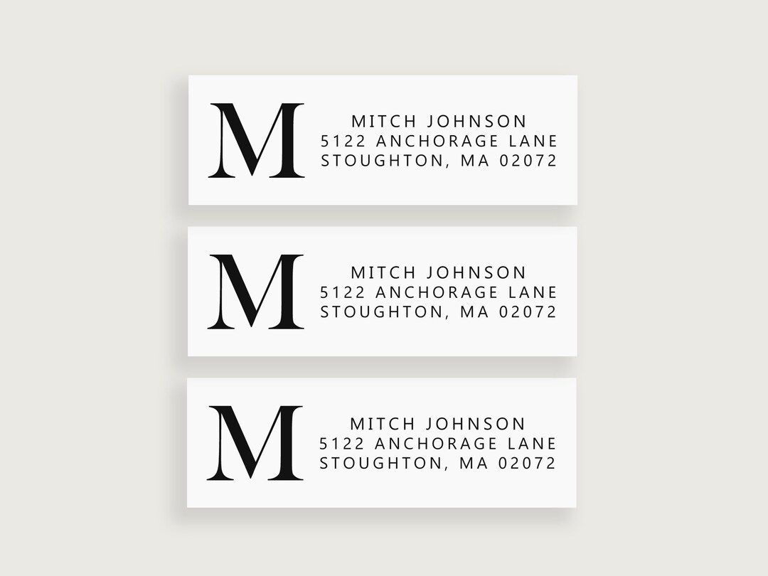 Name Initial Address Labels, Monogram Address Initial, Address Labels ...