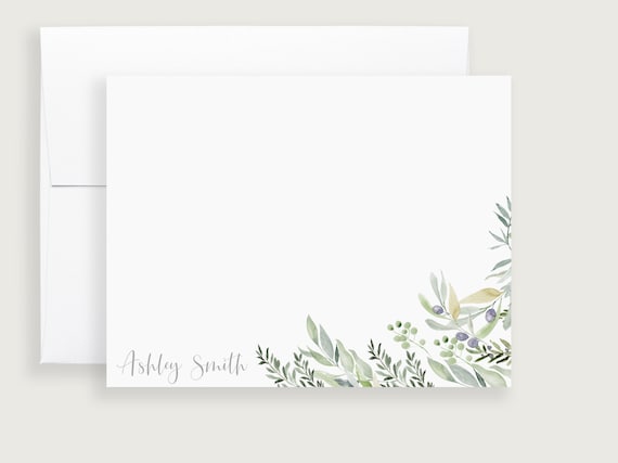 Greenery Note Card Correspondence Cards Flat Cards and - Etsy