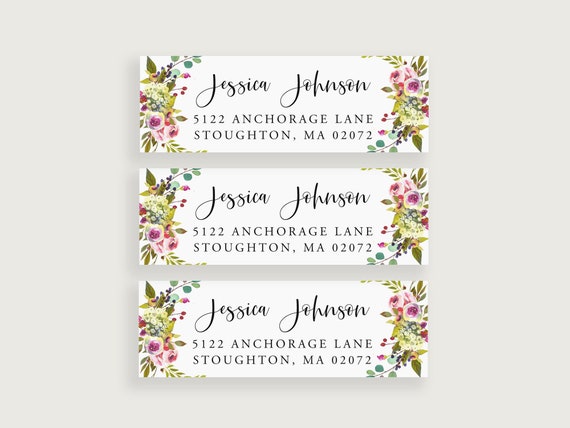 Floral Return Address Label Sticker Personalized Address | Etsy
