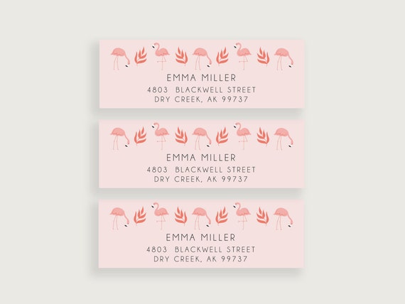 Flamingo Address Labels Pink Address Labels Animal Address - Etsy