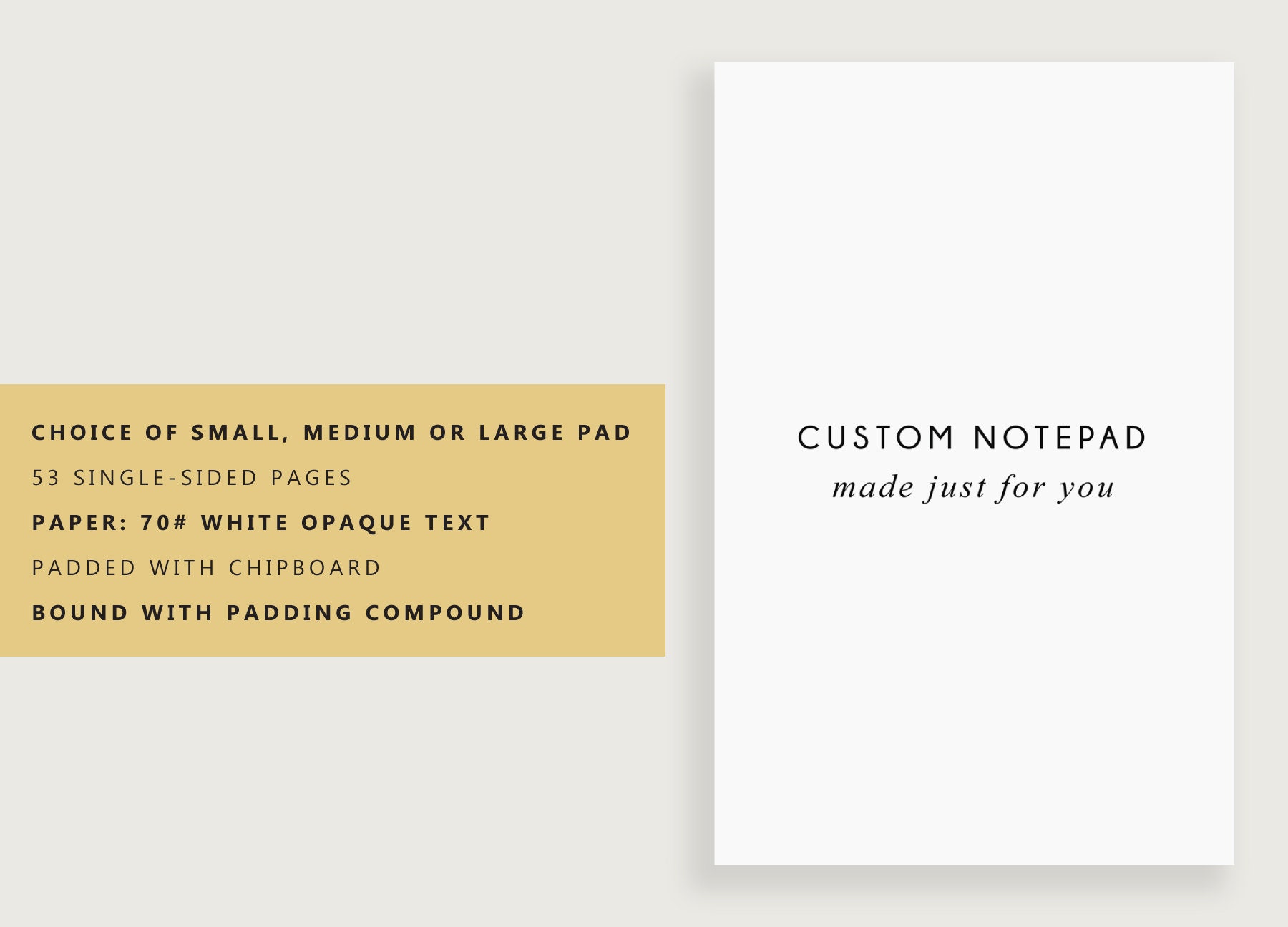 Custom Notepad Logo Personalized Notepad Custom Design - Etsy