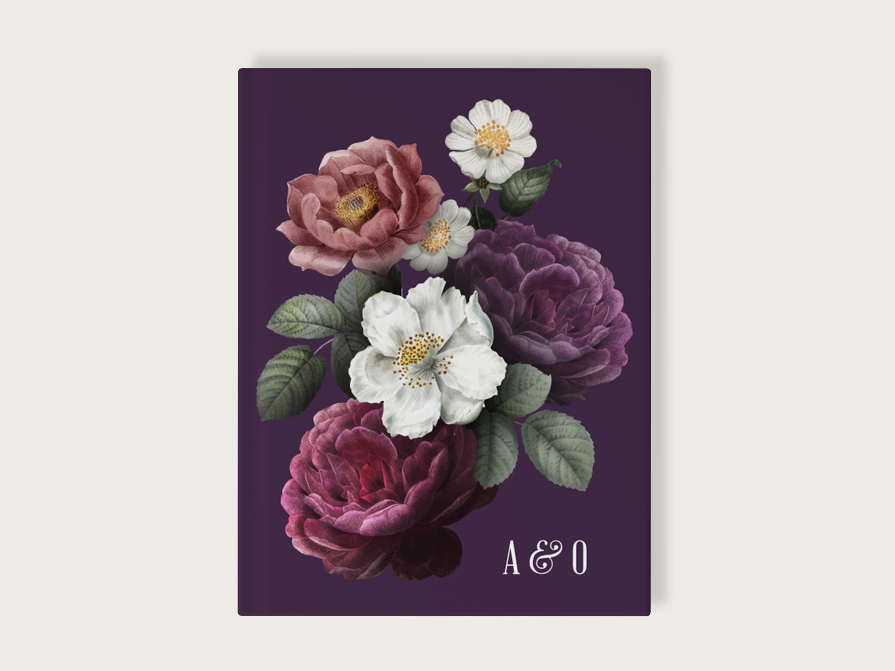 Personalized Wedding Planner, Dark Purple Floral, Elegant Botanical ...