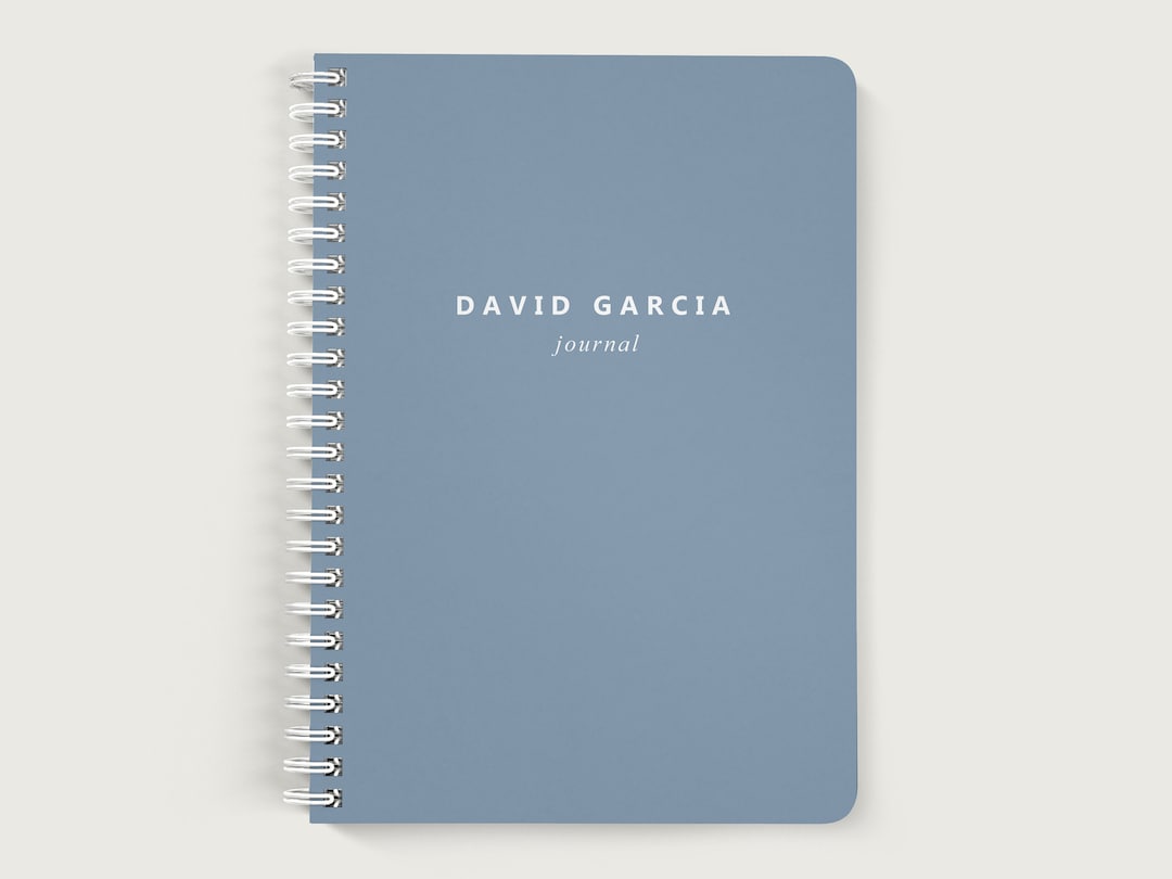 Personalized Notebook for Men, Dusty Blue Journal No Lines, Custom ...
