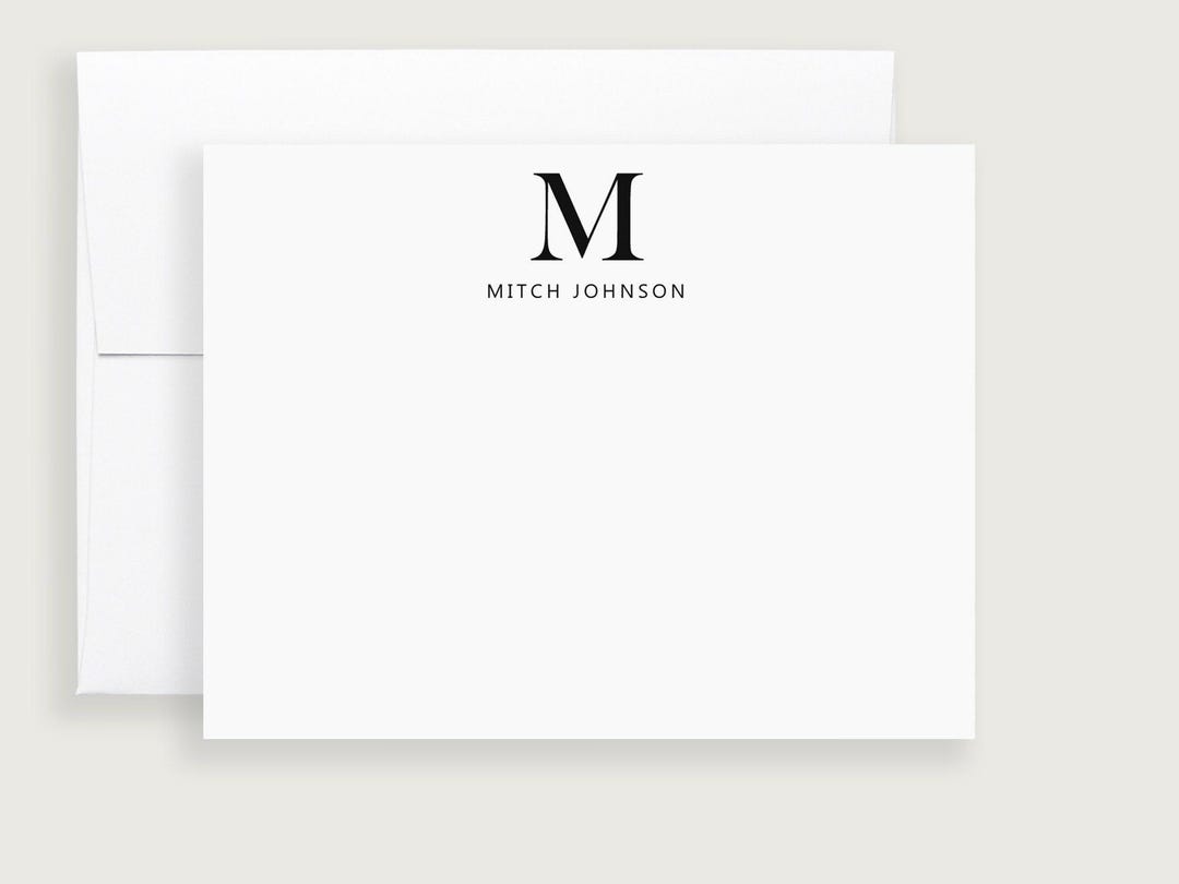 Personalized Monogram Notecards Set With Envelopes, Initial Stationery ...
