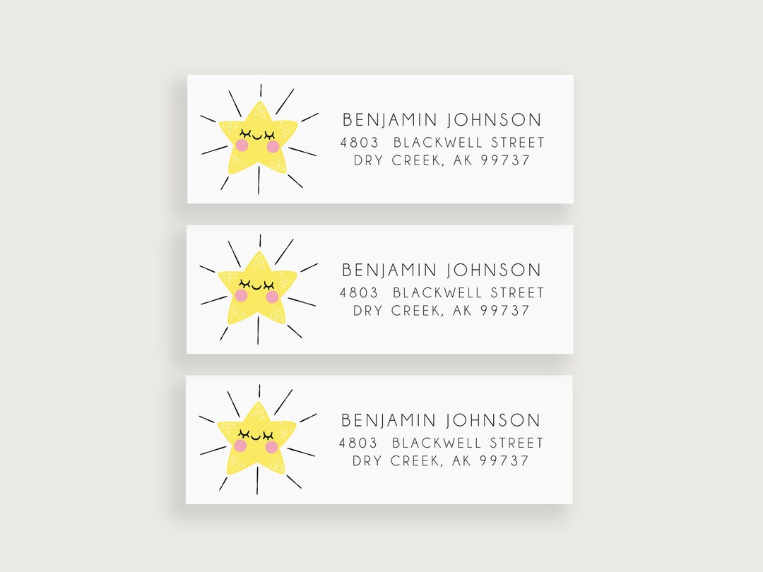 Star Return Address Labels, Kids Address Labels, Cute Address Labels ...