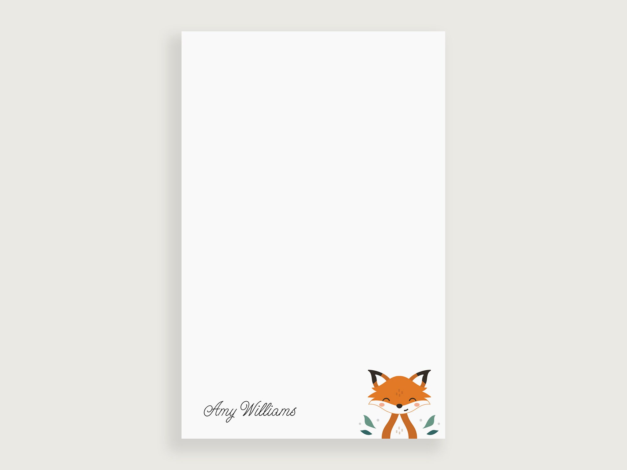 Personalized Notepad for Kids Fox Stationery Fox Note Pad | Etsy