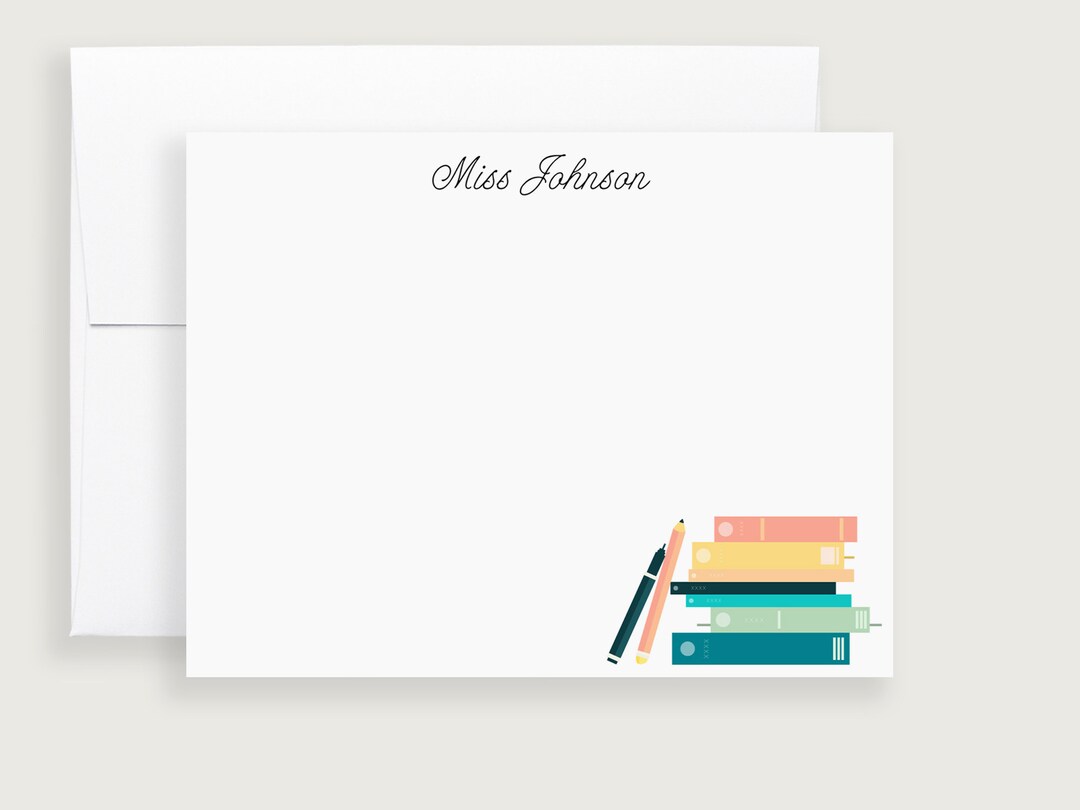 Book Note Card, Books Note Cards, Personalized Note Cards for Women ...