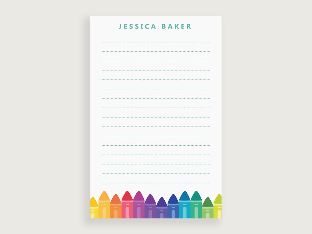 Kids Notepads, Personalized Stationary for Kids, Crayon Stationery ...