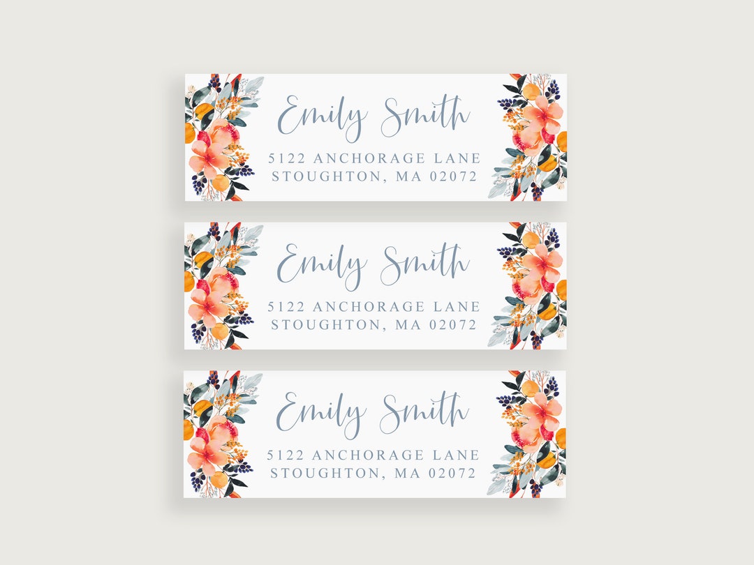 Address Labels Flowers, Return Address Label Sticker, Flower Address ...