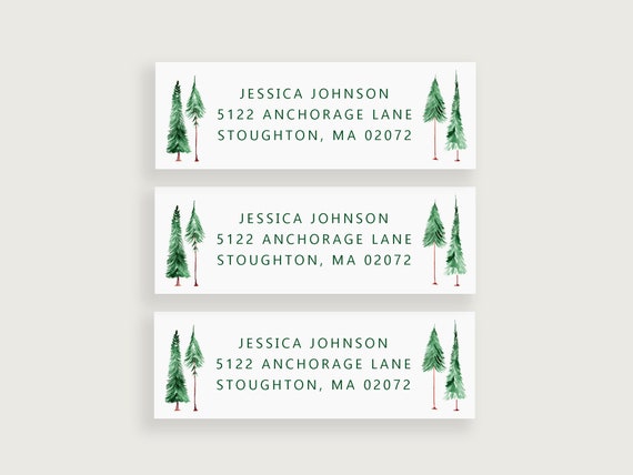 Personalized Address Labels Trees Address Sticker Christmas | Etsy