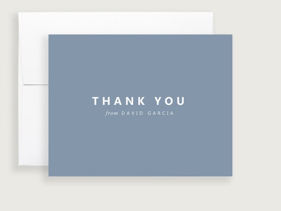 Personalized Thank You Cards Dusty Blue Simple Thank You - Etsy