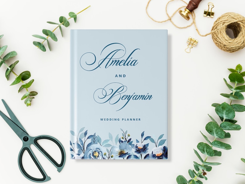 Personalized Wedding Planner Book, Custom Blue Rose Floral Bridal ...