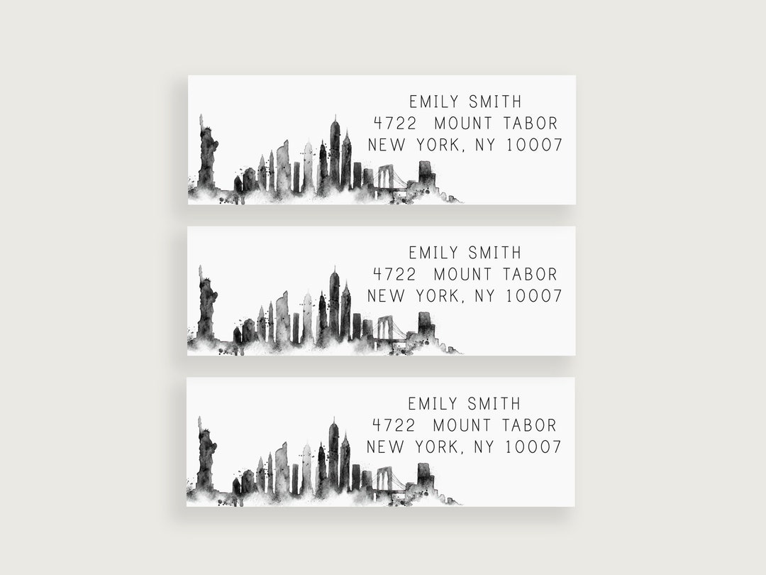 New York City NYC Skyline Return Address Labels, Sticker Address Label ...