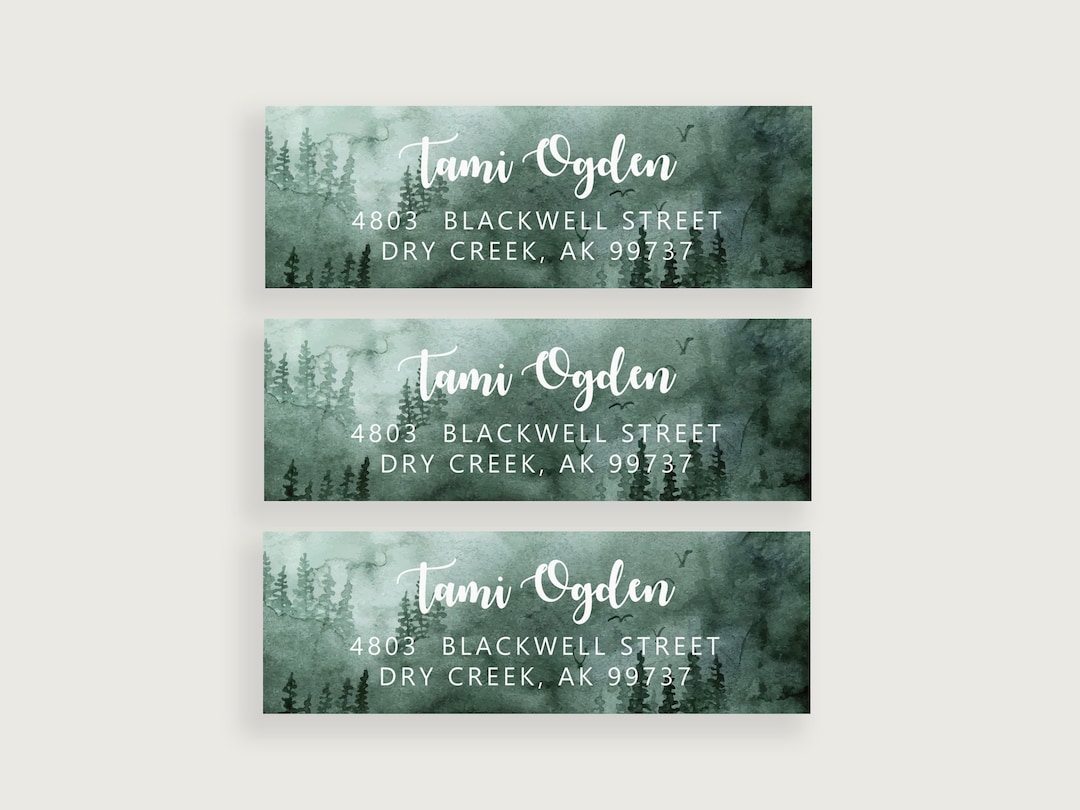 Pine Tree Sticker, Pine Address Labels, Green Return Address Sticker ...