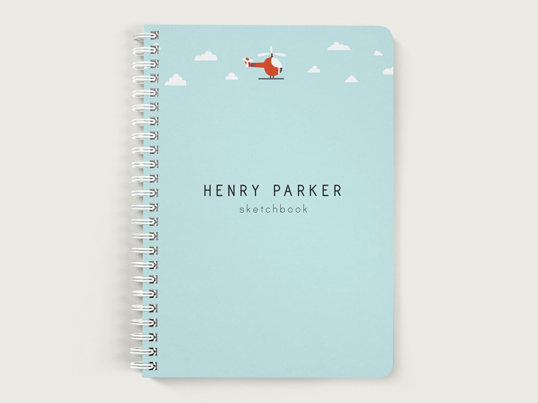 Personalized Notebook for Boys, Blue Sketchbook for Kids, Helicopter ...