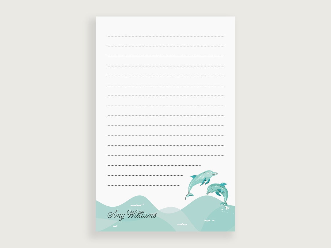 Dolphins Notepad, Dolphin Stationery, Personalized Beach Notepads ...
