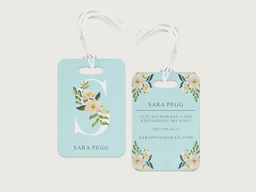 Personalized Luggage Tag | Backpack Tag | Floral Bag Tag | Design #110 ...