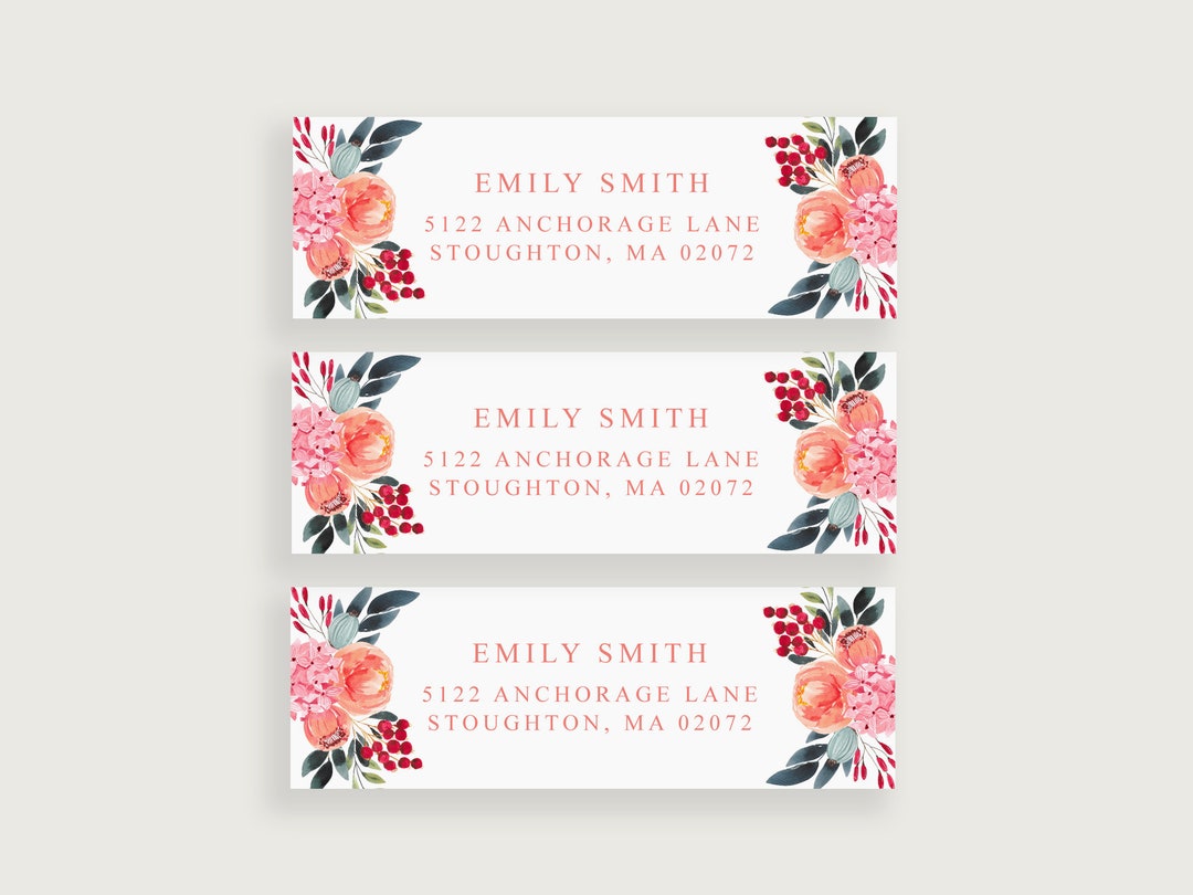 Floral Return Address Label Sticker, Floral Address Labels, Address ...