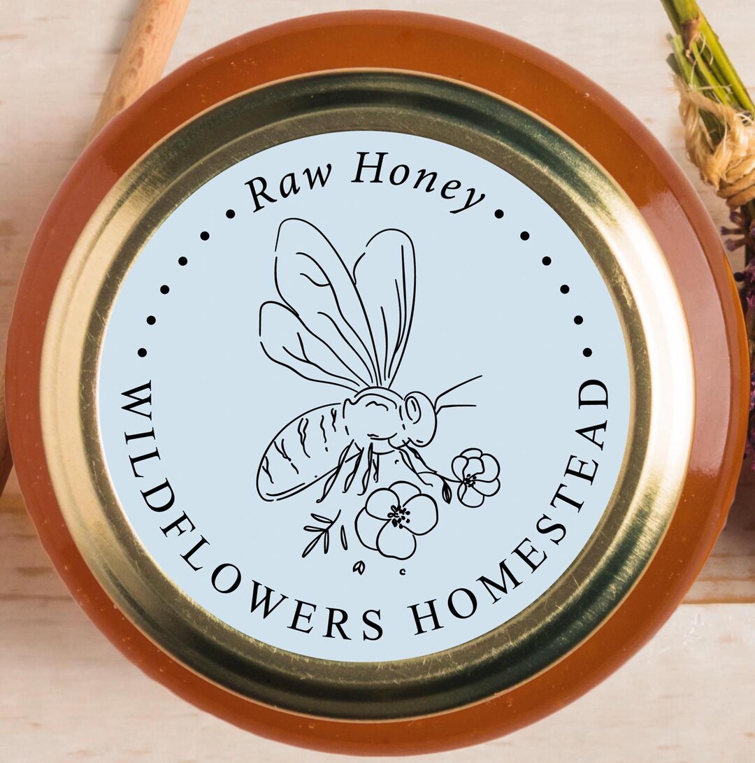 Raw Honey Jar Label Stickers | Honey Bee Packaging Label | Farm Fresh ...