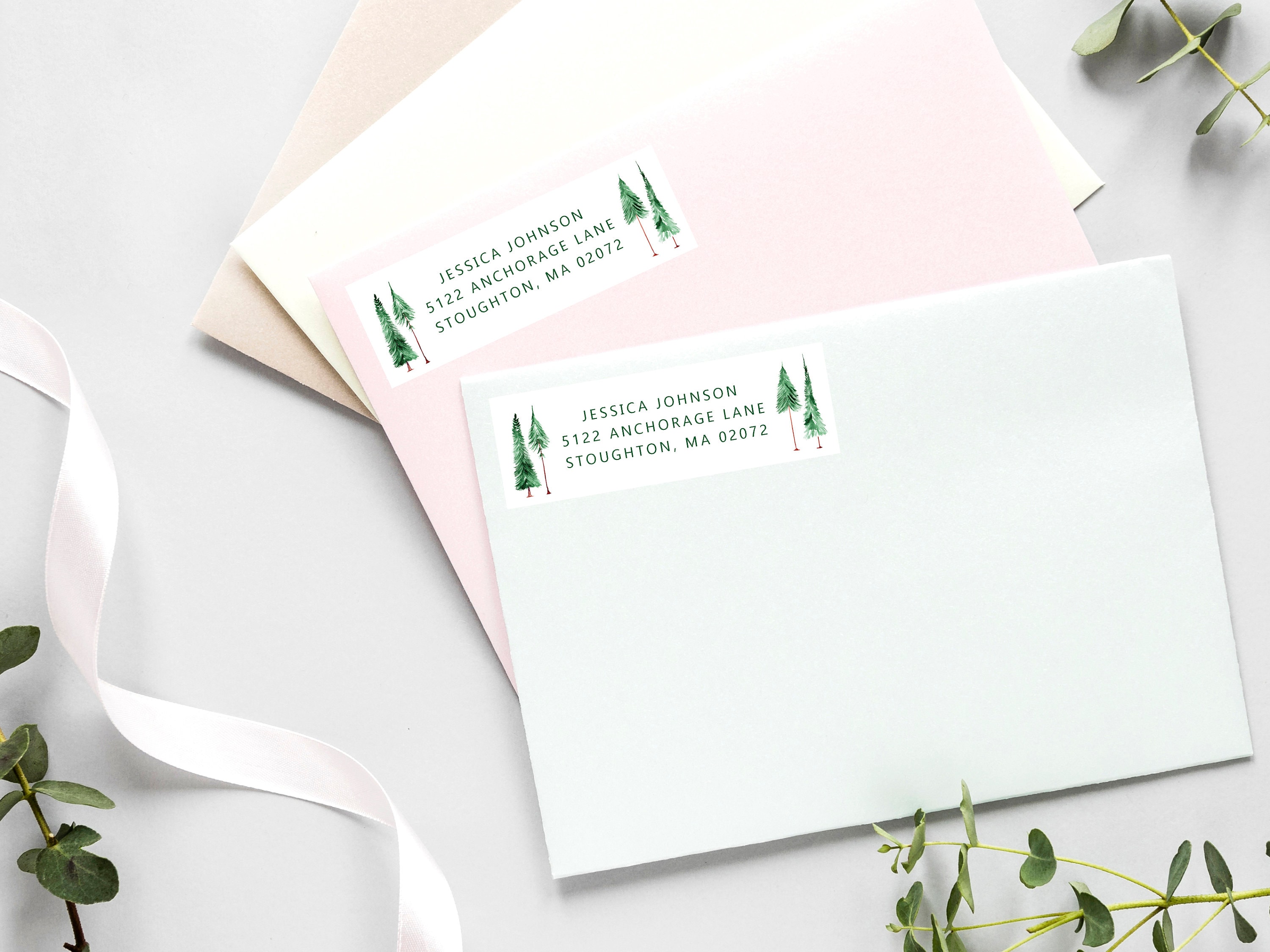 Personalized Address Labels Trees Address Sticker Christmas | Etsy