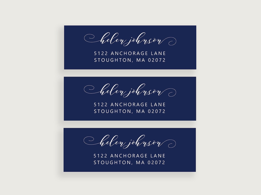 Navy Return Address Labels, Personalized Address Labels Stickers ...