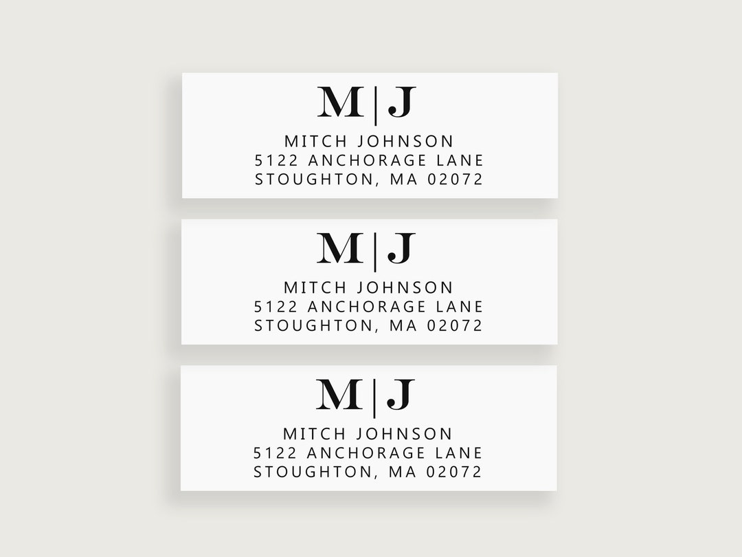Monogram Address Labels Men, Return Address Labels for Business ...